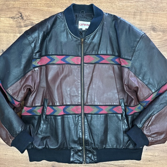 Campus | Jackets & Coats | Vintage 8s Campus Leather Bomber Jacket Mens ...